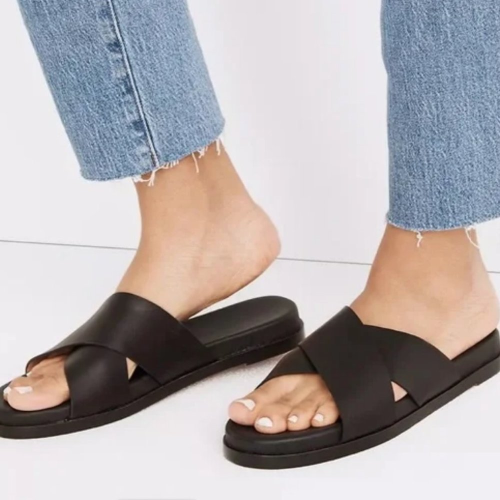 Madewell Louisa Criss Cross Slide Sandals True Black - Gem